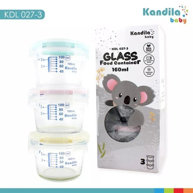 Jual KANDILA Glass Food Container KDL027-3 Wadah Mpasi Isi 3pcs ...