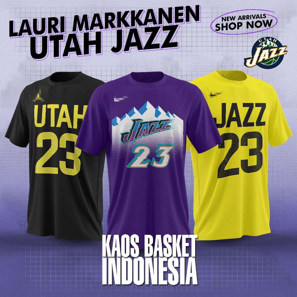Jual Baju Basket Pria Wanita NBA T shirt basket Kaos Utah Jazz No 23 ...