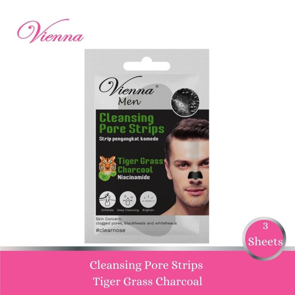 Jual VIENNA CLEANSING PORE STRIPS TIGER GRASS CHARCOAL-3 SHEET SACHET ...