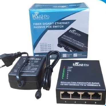 Jual Converter Fiber Optic 2 FO 4 Lan POE Gigabit HTB CM2F4EG 100/1000 ...