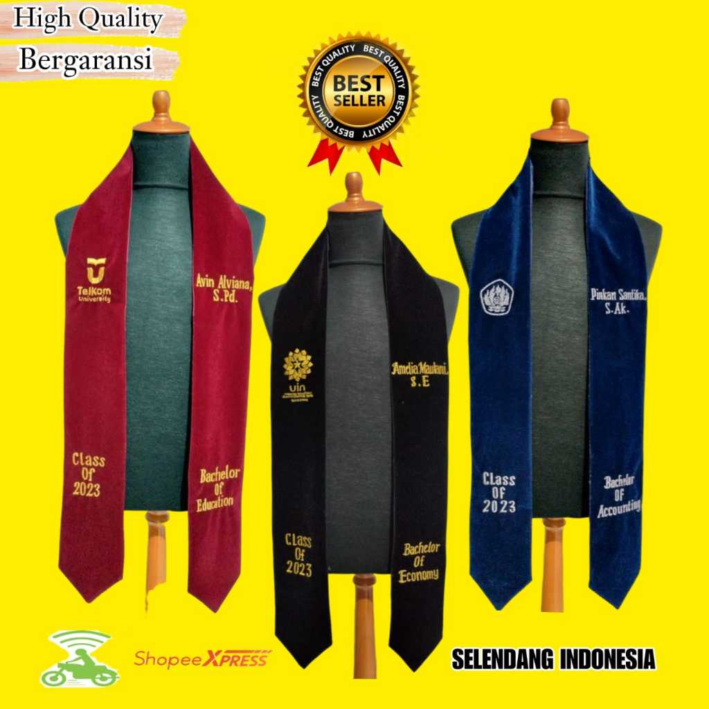 Jual selempang wisuda leher\kalung selempang /selempang wisuda ...