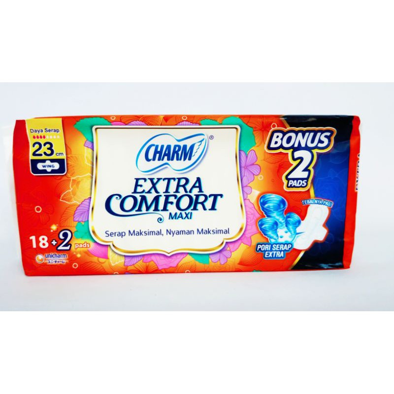 Jual CHARM EXTRA COMFORT WING 23CM 18+2P / PEMBALUT WANITA / NYAMAN / TIDAK TEMBUS | Shopee ...