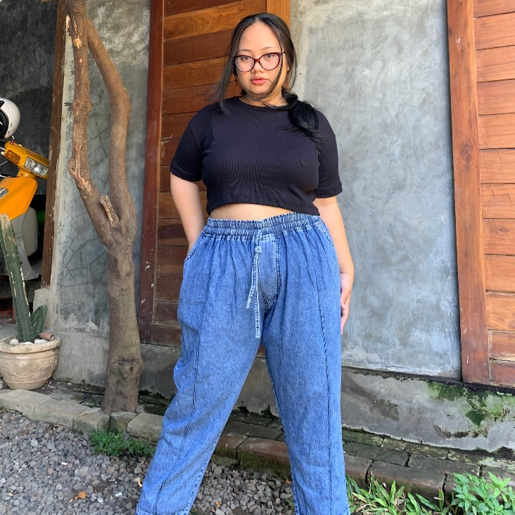 Jual Goddess Bali Jinny Jeans Celana Denim Panjang Jumbo | Baggy Pants ...