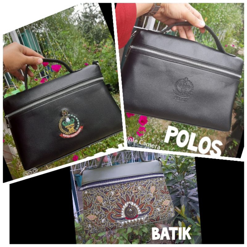Jual tas clutch persit polos bordir batik ada tali selempang pouch ...