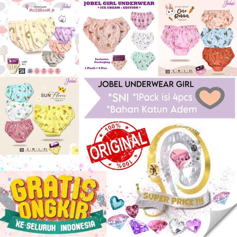 Jual Jobel Underwear Girl Sunflower / Ice Cream / Mushroom / Cute Rabbit Edition CD Celana Dalam ...