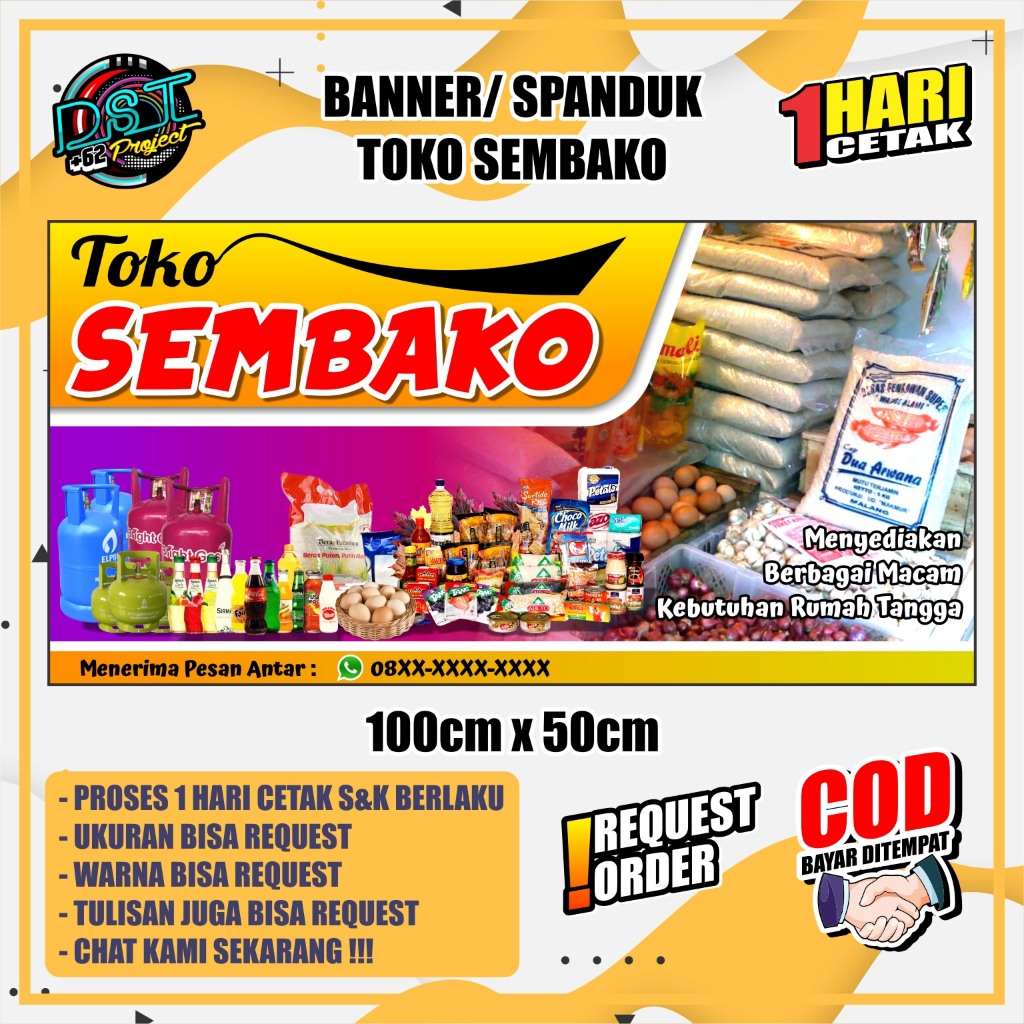Jual BANNER / SPANDUK TOKO SEMBAKO MODEL B 100 x 50 | Shopee Indonesia