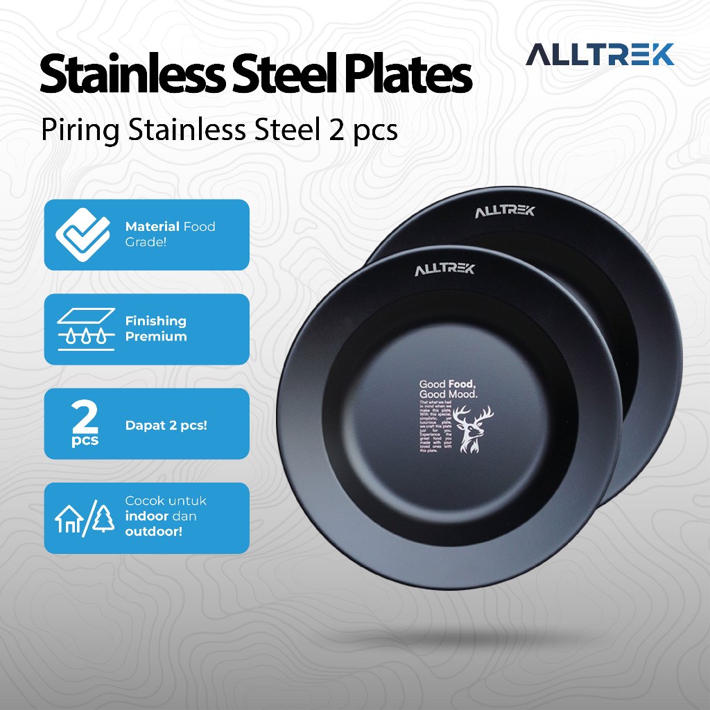 Jual ALLTREK Piring Stainless Steel Serbaguna 2pcs Outdoor Plate | Shopee Indonesia