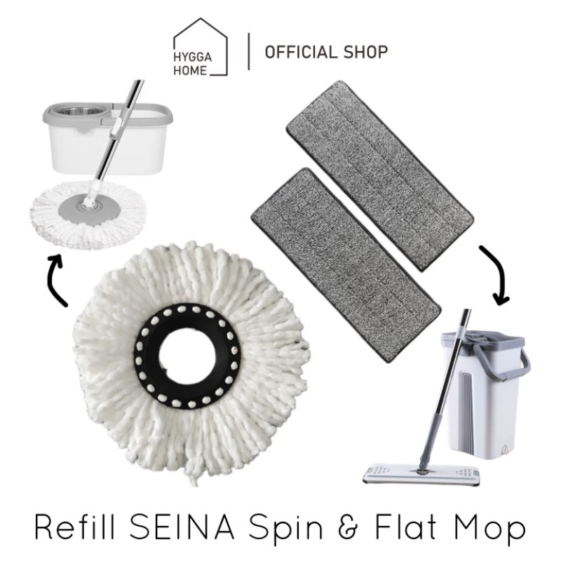 Jual Hygga Home Refill SEINA Spin Mop Flat Mop SEIKO Refill Kain Pel ...
