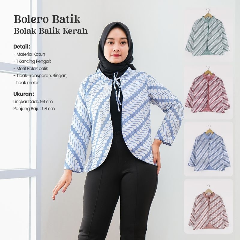 Jual Bolero Kerah Motif Batik Soft Bolak Balik - Naira Batik | Shopee ...