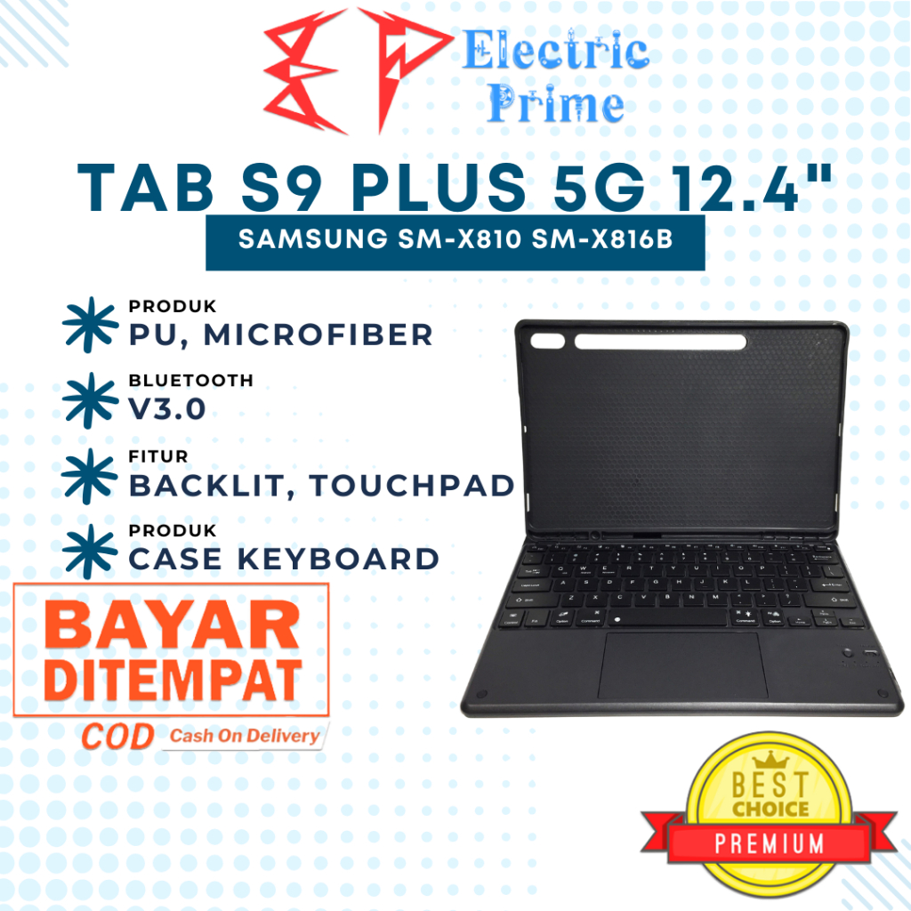 Jual Case Keyboard Touchpad Samsung Galaxy Tab S9 Plus 5G 12.4 inch 2023 SM-X810 SM-X816B Casing ...