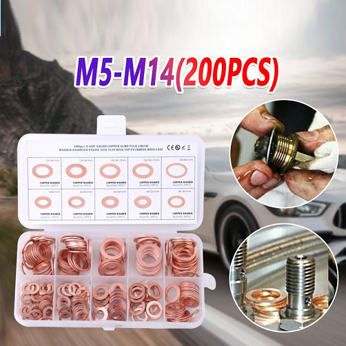 Jual 200 Pcs Solid Copper Washer Gasket Bolt & Nut Flat Ring Tembaga M5 ...