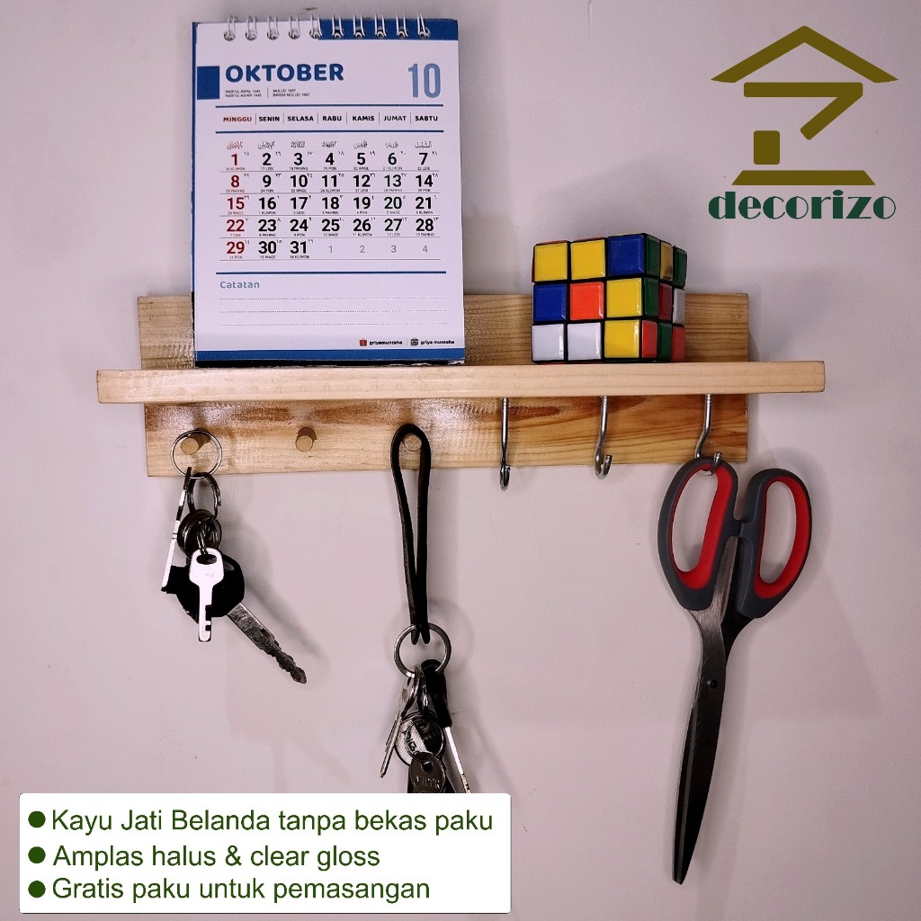 Jual Rak Kunci RACI Gantungan Cantolan Tempat Kunci Kayu Pinus Jati ...