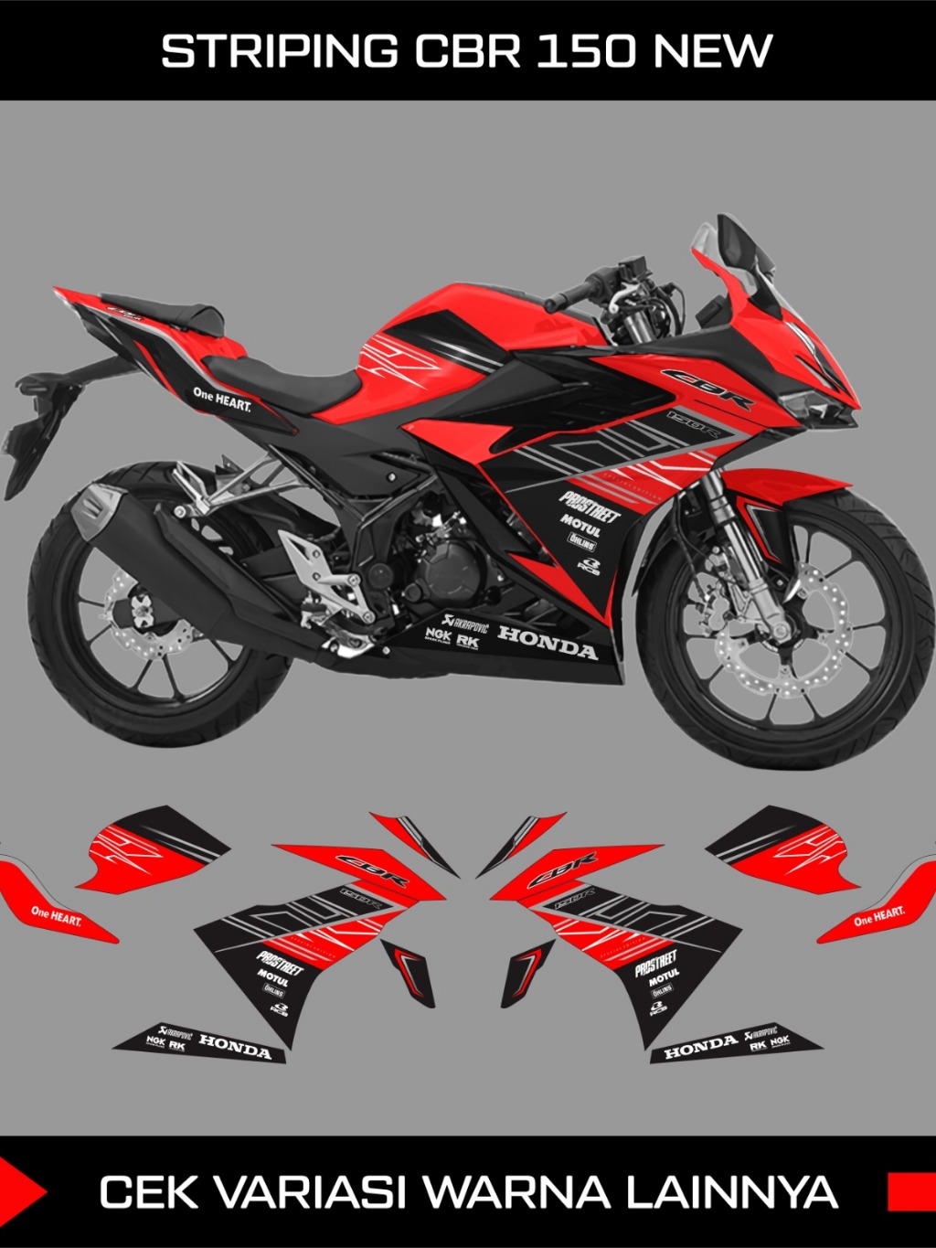 Jual Striping Stiker Motor CBR 150 New Cyber City / Honda CBR K45R Desain Custom Decal SemiFull ...