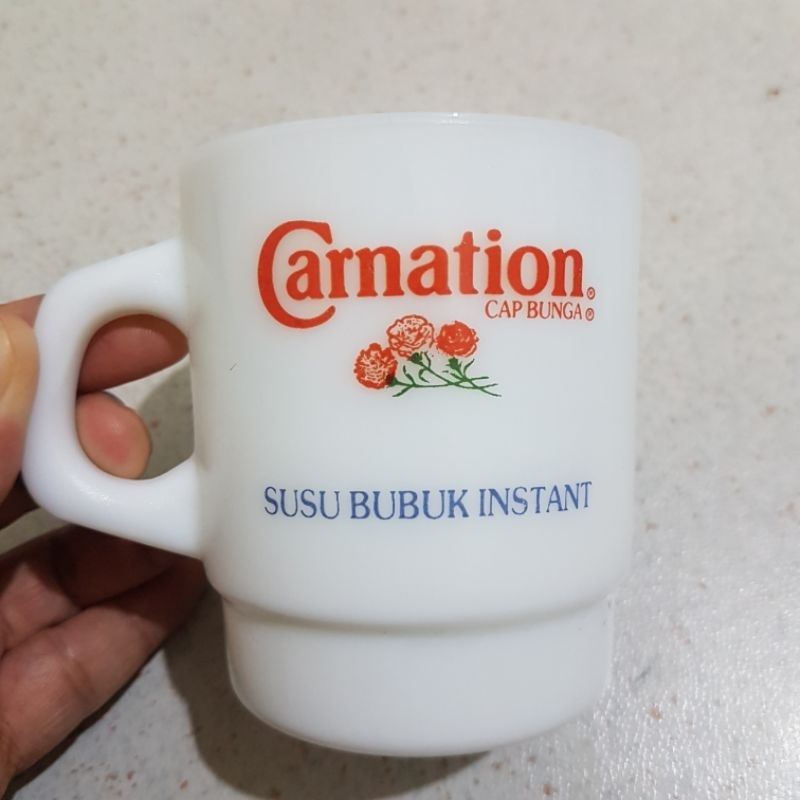 Jual Gelas Kaca Susu asli Jadul Carnation Cap Bunga Susu Bubuk Instant ...