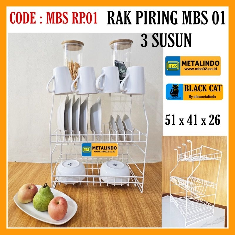 Jual Rak piring 3 susun besi MBS rak piring dan gelas rak dapur rak ...