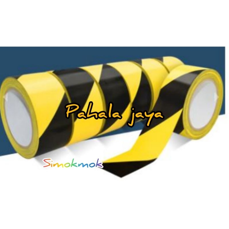 Jual Lakban lantai kuning hitam / floor marking , PVC Marking tape yellow black 1inc, 2 inc ...