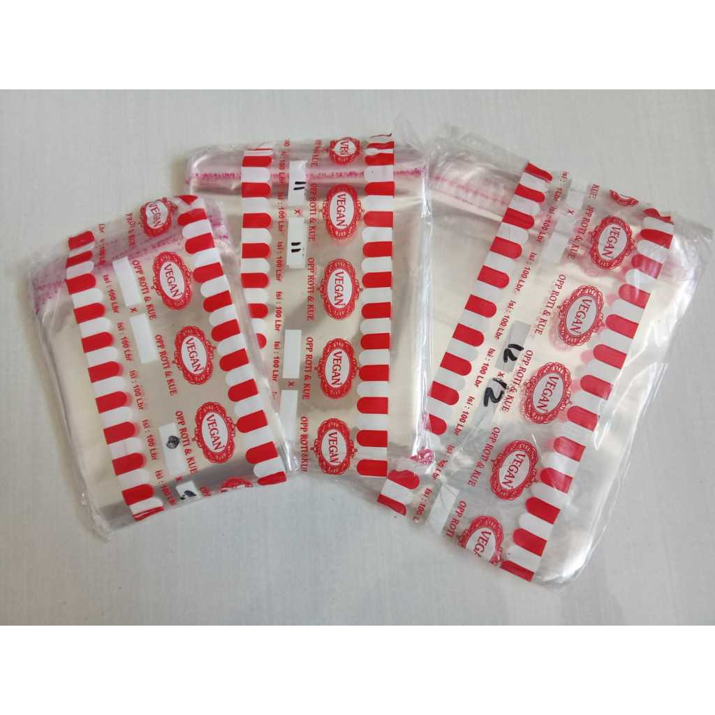 Jual PLASTIK OPP VEGAN SEAL LEM ROTI , SNACK , SOUVENIR (ISI 100 PCS) UKURAN 9X9 | Shopee Indonesia