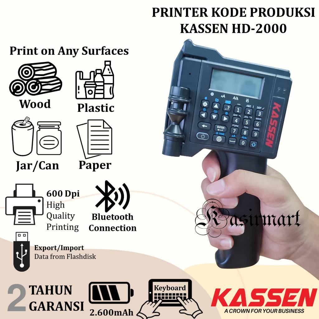 Jual Kassen HK200 Printer Inkjet Handheld Portable Kassen HK 200 Mesin Pencetak Tanggal Produksi ...