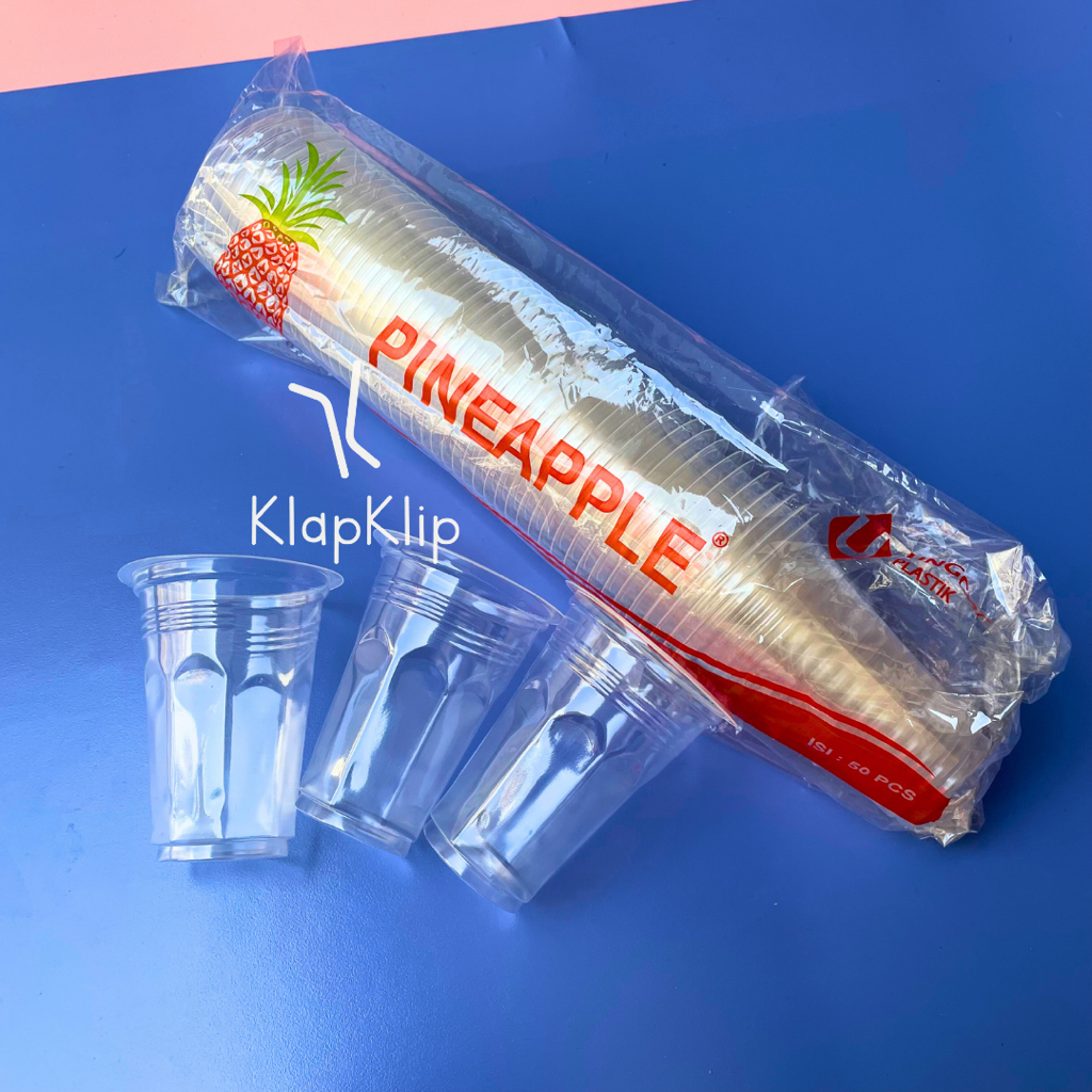 Jual GROSIR 10pack = 500pcs Gelas Kopi Plastik Nanas 220ml - Cup Coffee Plastic 220ml Merek ...
