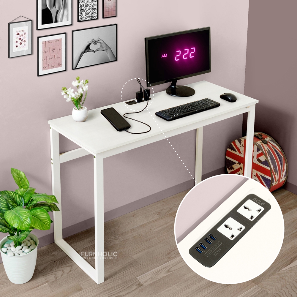 Jual IFURNHOLIC Ecle USB Desk | Meja Kerja Minimalis Dengan Stop Kontak ...