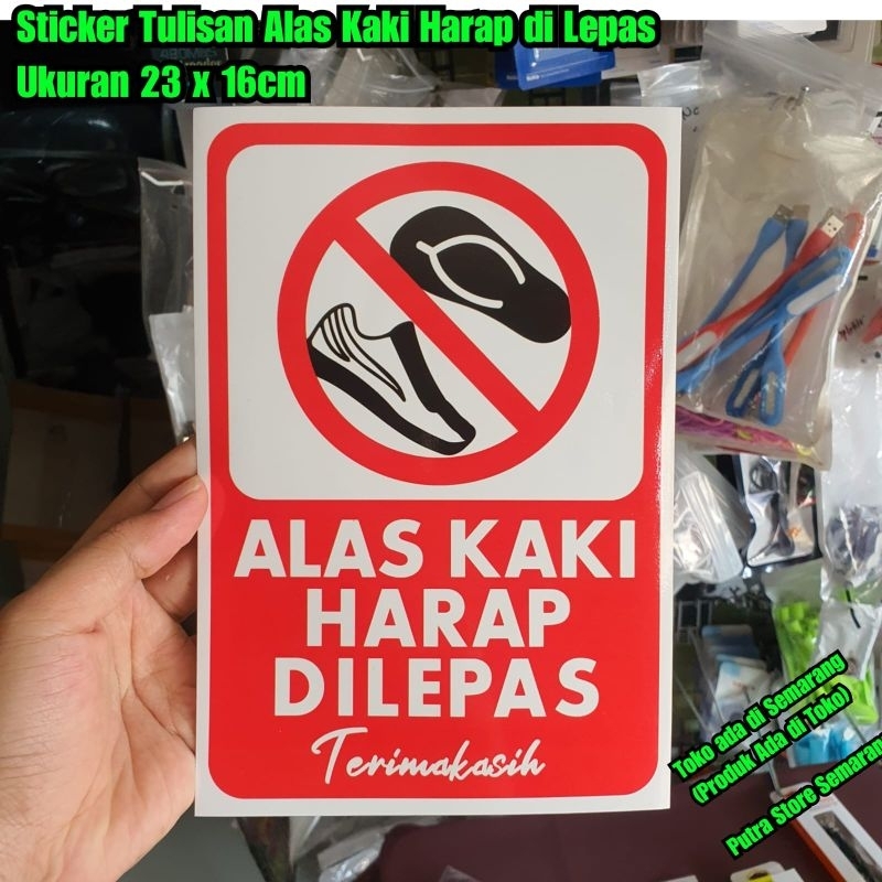 Jual Stiker alas kaki harap di lepas 23x16cm Sticker tulisan alas kaki ...