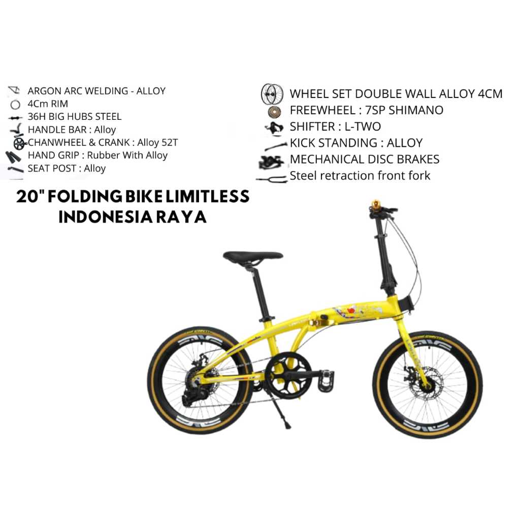 Jual Sepeda 20 Folding Alloy Limitless 7SP Indonesia Raya / Sepeda ...