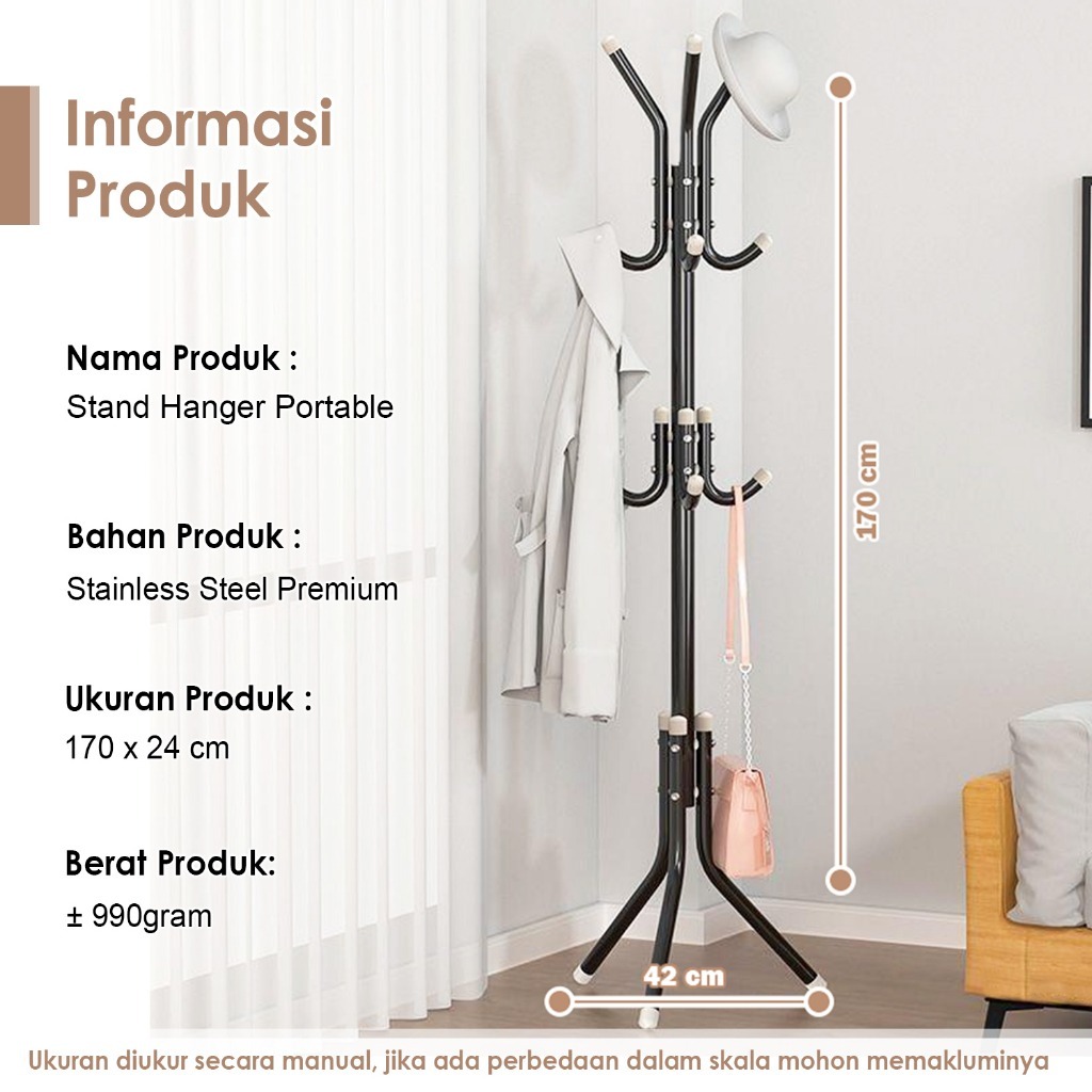 Jual Stand Hanger Gantungan Baju Uk 175cm x 40cm Gantungan Tas dan Topi ...