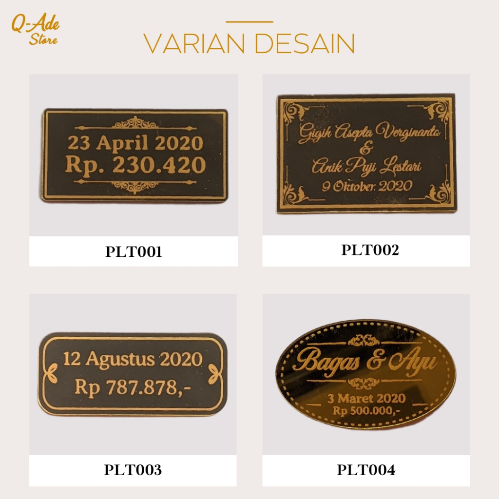 Jual Preset PLT001 - PLT007 | Laser Akrilik Plat Mahar | Custom Cutting ...