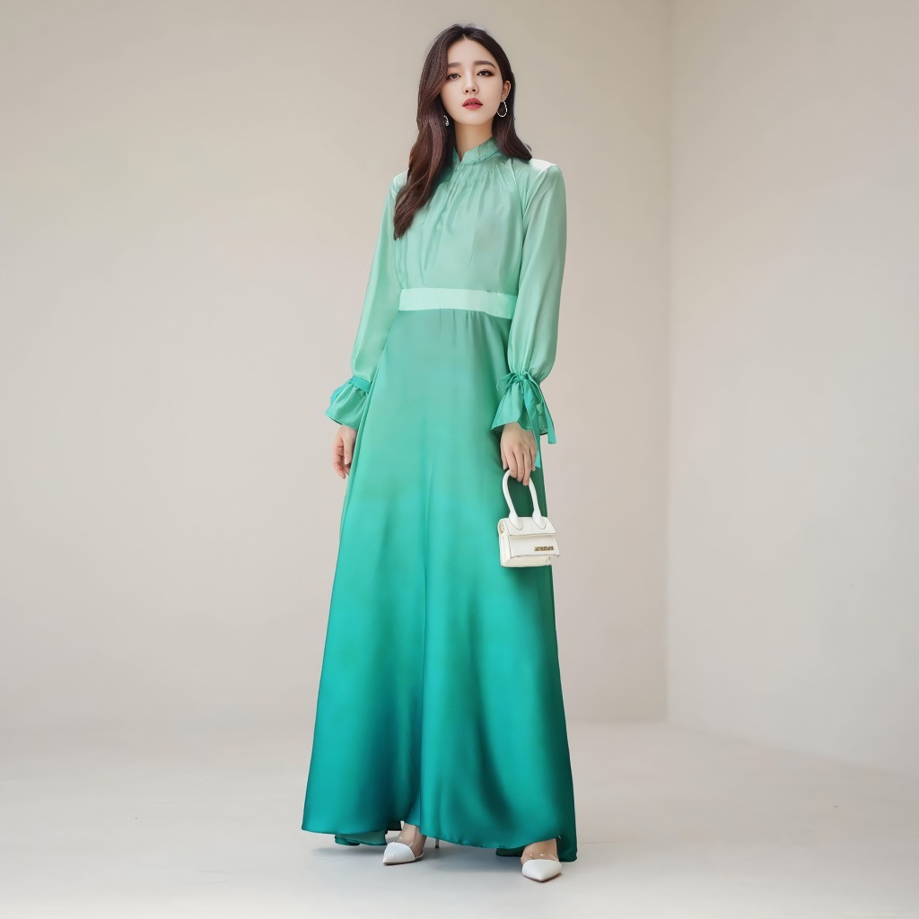 Jual Demore Gracia Shade Dress Silk Gradasi Gaun Wanita Elegan ...