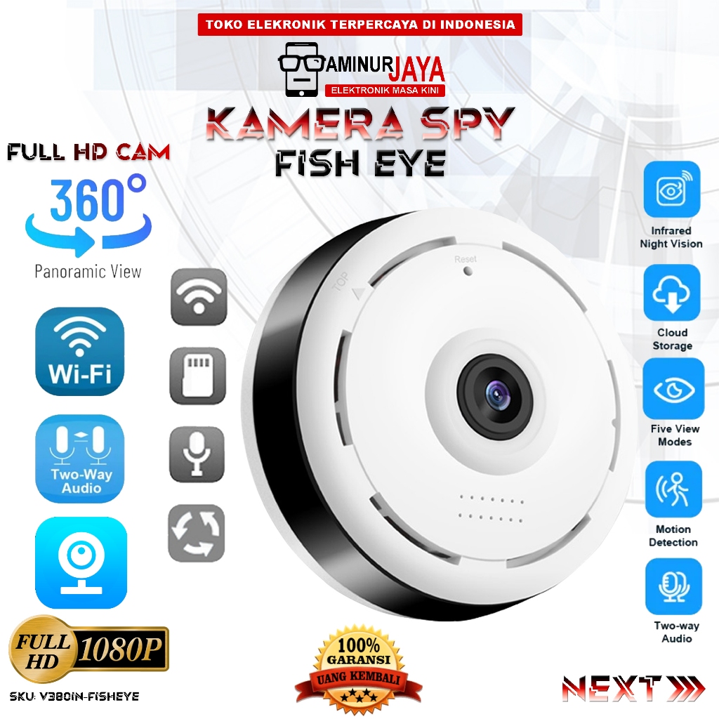Jual AminurJaya Camera CCTV Mini V380 Kamera Fisheye Wide Angle ...