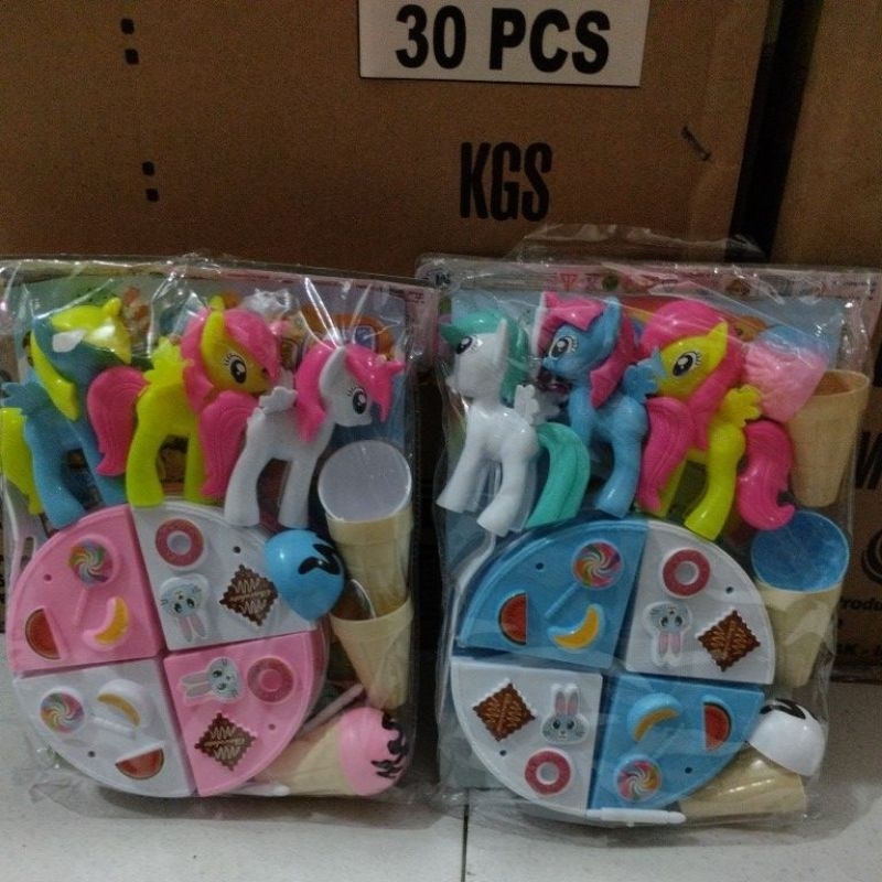 Jual Mainan kue tart potong set es krim + kuda poni LM 3 | Shopee Indonesia