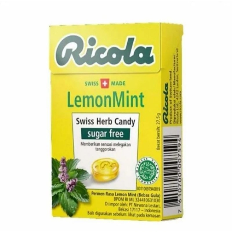 Jual Ricola Sugar Free Candy Lemon Mint 27,5gr - Permen Pelega Tenggorokan | Shopee Indonesia