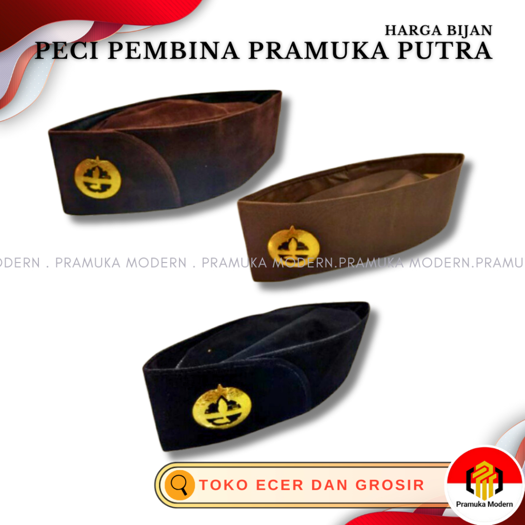 Jual Peci pembina pramuka putra bahan kain dan bludru + pin pembina ...