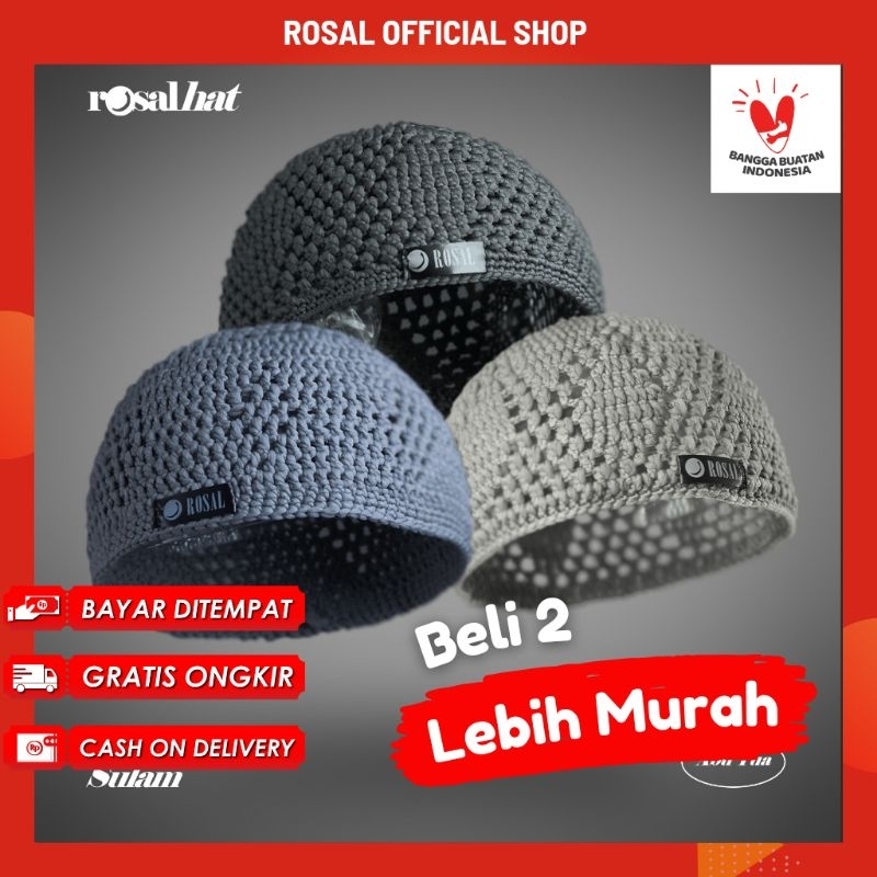 Jual Peci Kopiah Sholat Dewasa Rajut Sulam Rosal | Shopee Indonesia