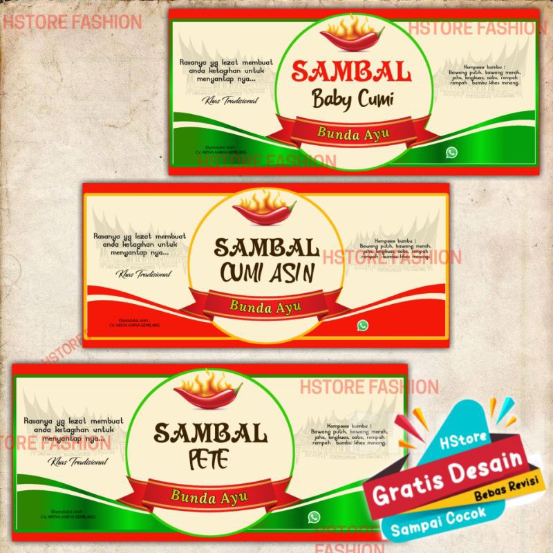 Jual Stiker Label Produk Sambal Homemade Produk Custom Sticker Sambel ...