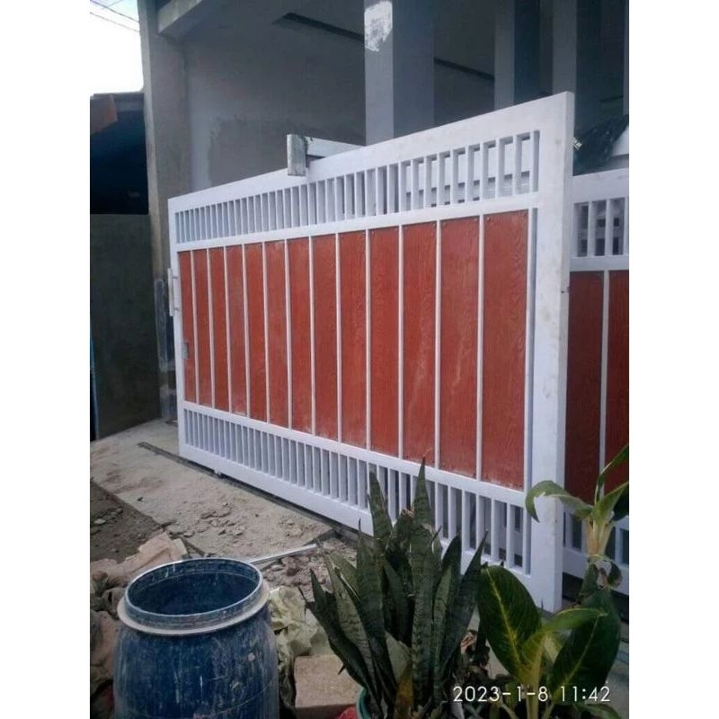 Jual pagar minimalis model baru motif kayu lisplang grc bahan GALVANIS ...