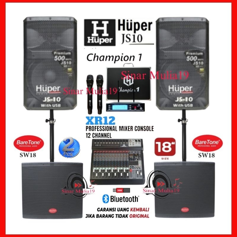 Jual Paket Sound System Outdoor Speaker HUPER JS10 Subwoofer Aktif 18 ...