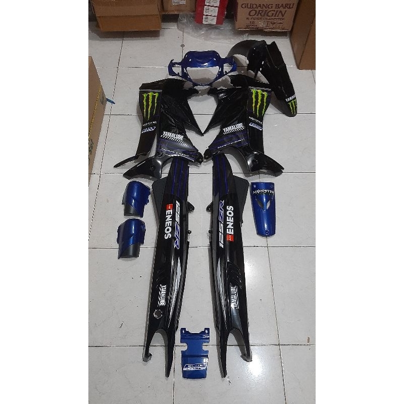 Jual Yamaha 125 ZR body set cover set cover motor cover plastik biru ...