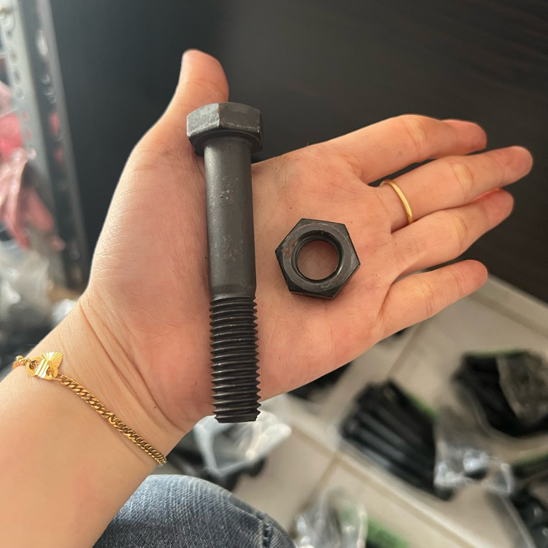 Jual Baut mur baja hitam Grade 8.8 ukuran M14x80 ( Drat HALUS ) | Shopee Indonesia