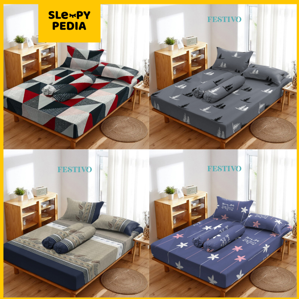 Jual Festivo Sprei Set Motif Minimalis Ukuran 120x200 160x200 180x200 ...