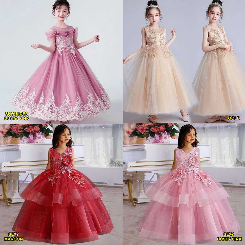 Jual Gaun Mewah Anak Perempuan SUPER PREMIUM Korean Bridesmaid | Shopee ...
