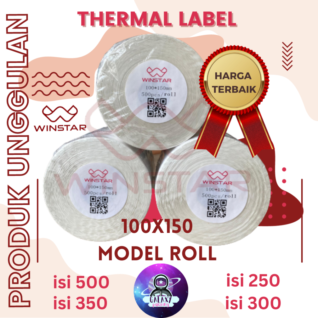 Jual THERMAL LABEL 100x150 BARCODE STIKER UKURAN A6 | Shopee Indonesia