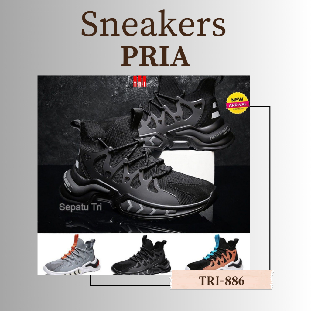 Jual Sneakers Pria Tri-886 Olahraga Kasual Outdoor Fashion Shoes ...