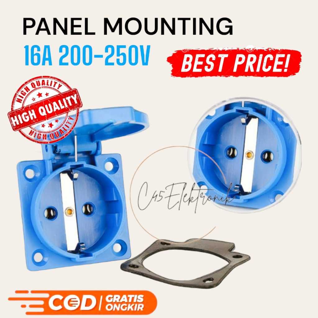 Jual Panel Mounting Electric Industrial Socket Panel Mounting 2P 16A 312 | Shopee Indonesia