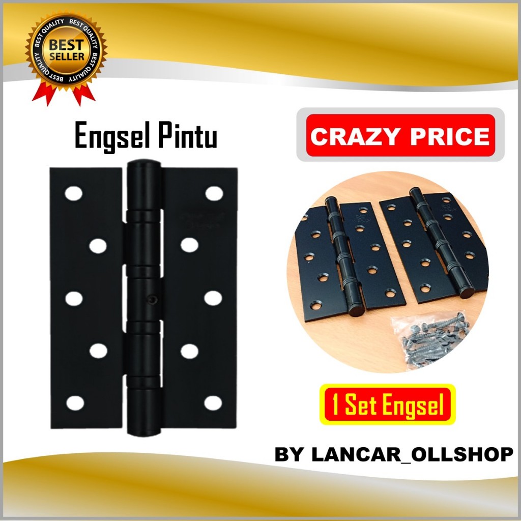 Jual Engsel Pintu Rumah Hitam Doff 3 Inci 4 Inci 5 Inci / Door Hinges ...