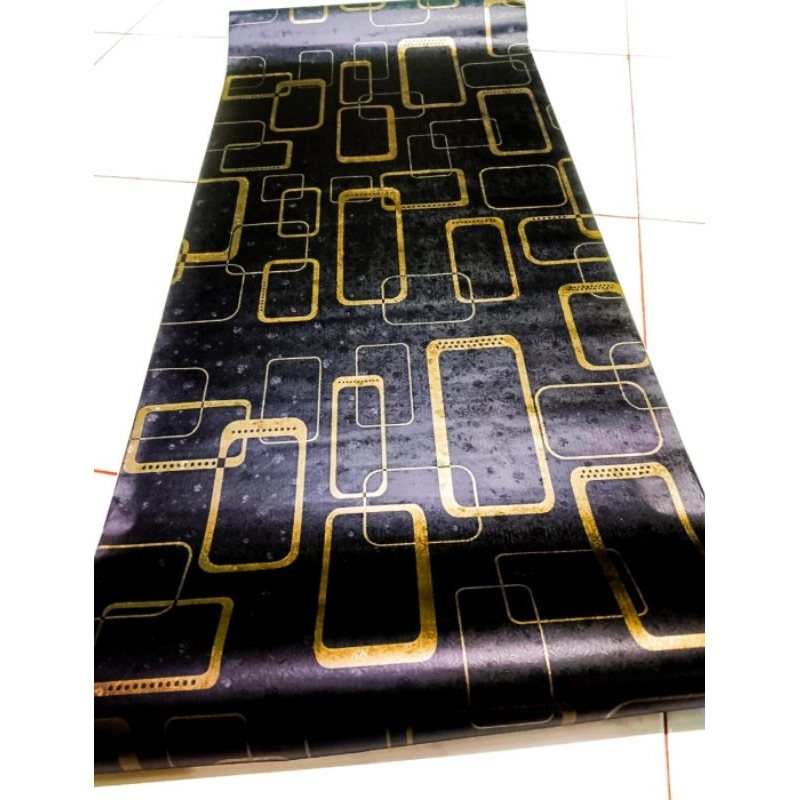 Jual Wallpaper Stiker Dinding ukuran 45cmx10m motif kotak Hitam gold gh064 /wallpaper stiker ...