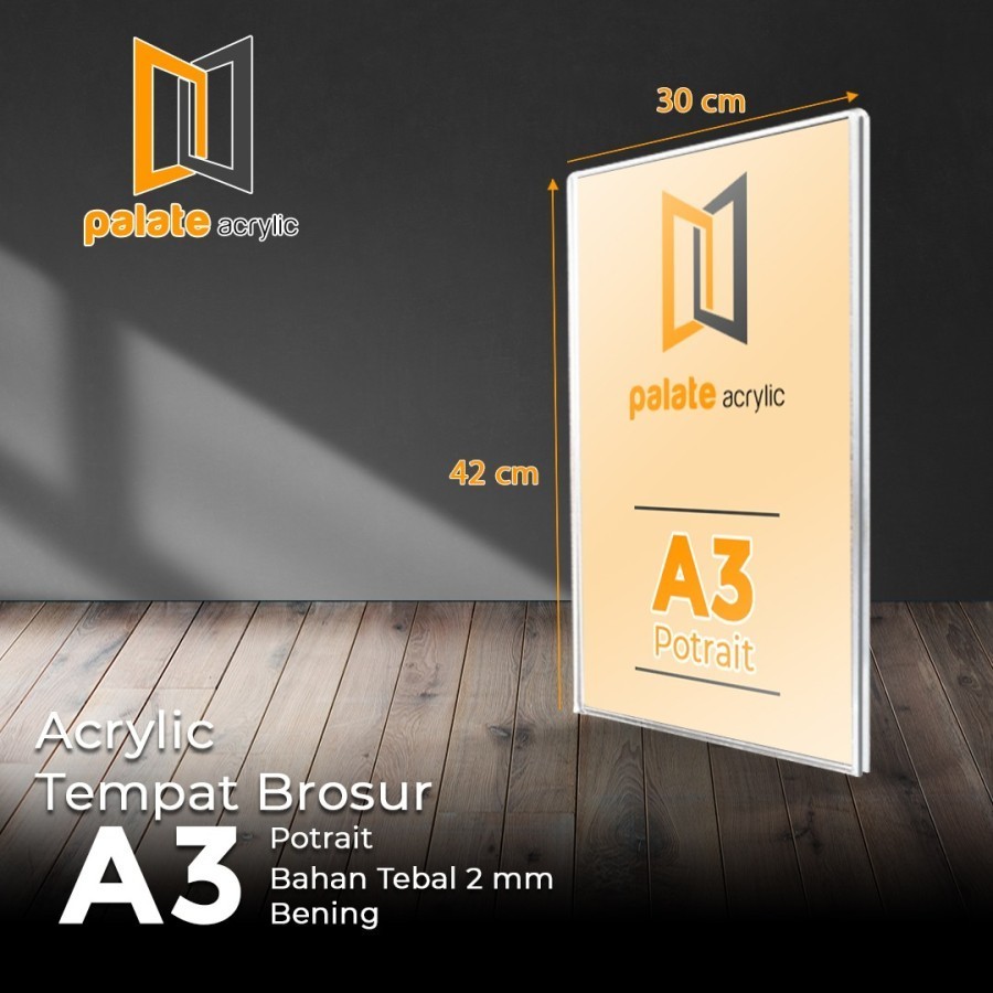 Jual AKRILIK TEMPAT BROSUR / BADAN A3 PORTRAIT / ACRYLIC 2MM | Shopee ...