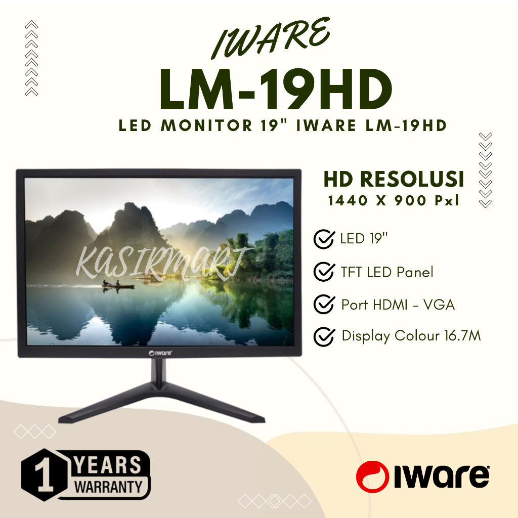 Jual Iware Monitor Led LM-190HD 19" inch HDMI VGA Plug n Play Iware ...