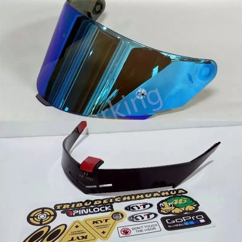 Jual PAKET FLAT VISOR HELM KYT TT COURSE IRIDIUM SILVER + SPOILER TTC ...