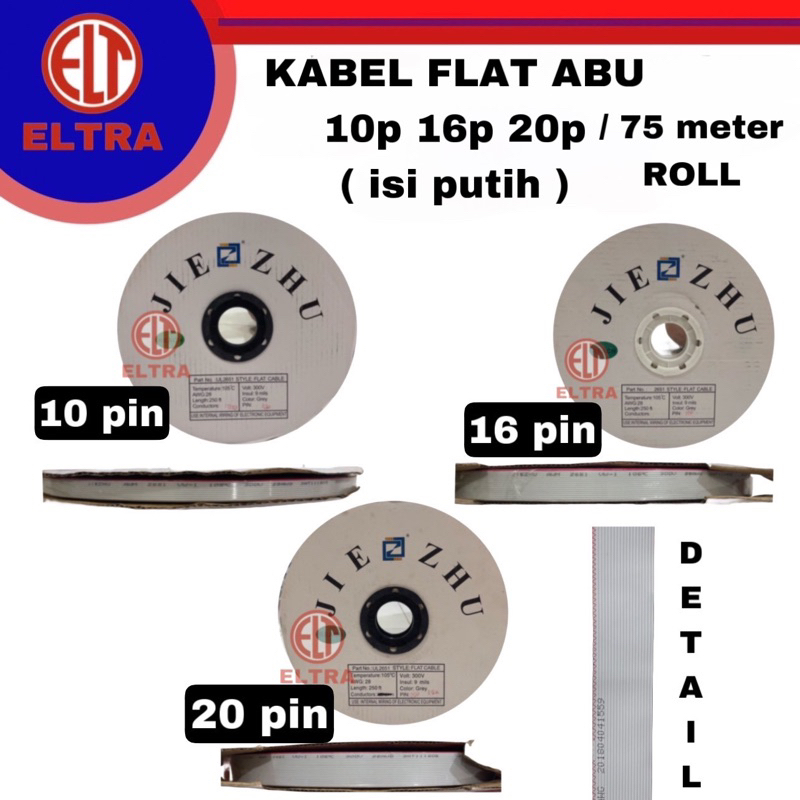 Jual Kabel flat 10p 16p 20p 10pin 16pin 20pin 10 pin 16 pin 20 pin / 75 ...